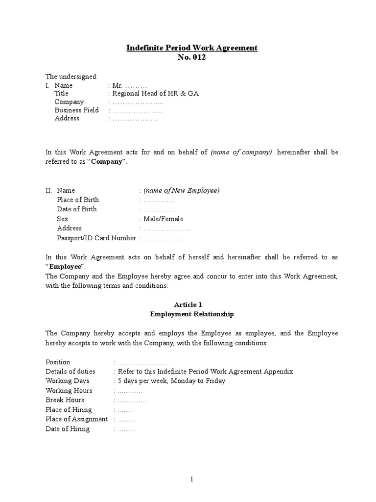 New Employee Contract Template | PDF | Employment | Salary