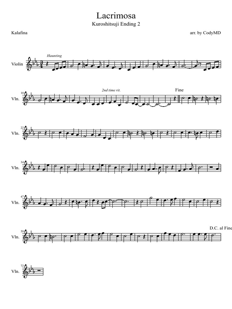 Lacrimosa Violin PDF | PDF