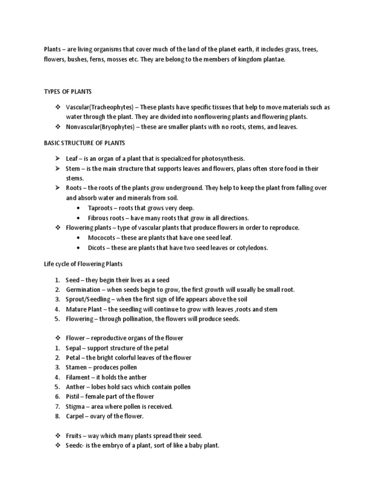 Overview of Plant Classification and Anatomy | PDF | Plants | Flowers