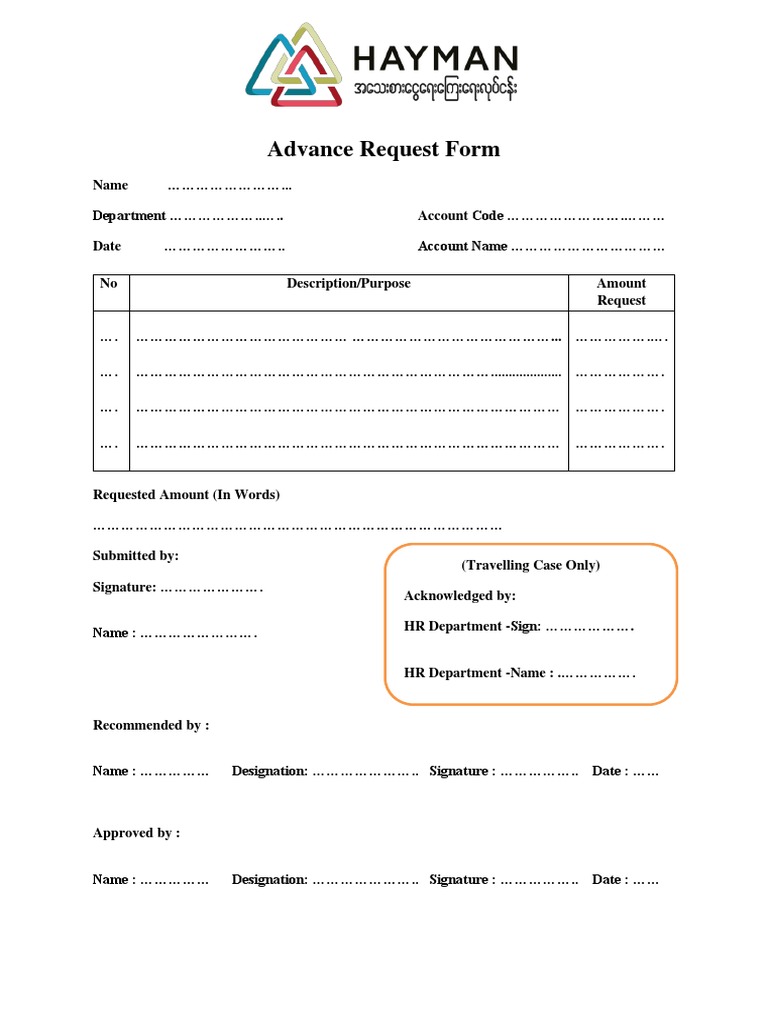 Advance Request Form-New Logo | PDF