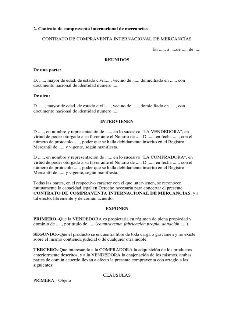 2. Contrato de Compraventa Internacional de Mercancías | Instituciones ...
