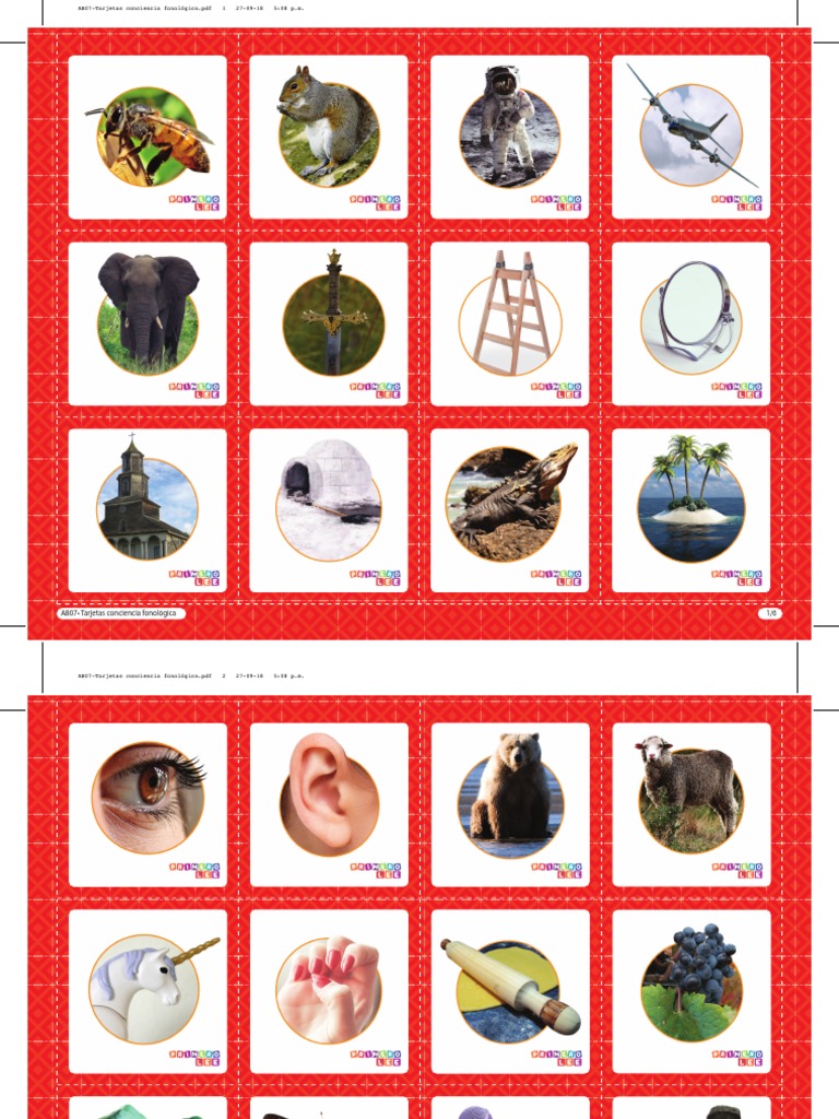 Tarjetas de Conciencia Fonológica | PDF