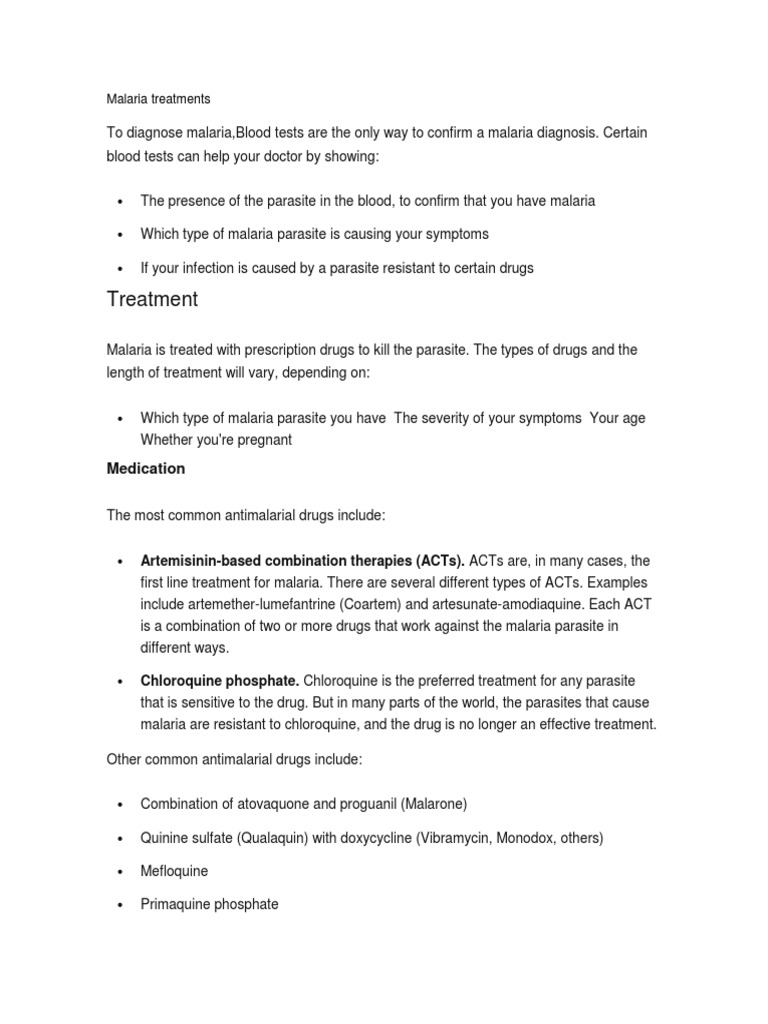 Treatment: Medication | PDF | Malaria | Cholera