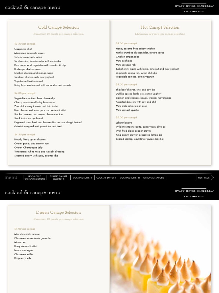 Cold Canapé Selection Hot Canapé Selection: Minimum 10 Guests Per ...