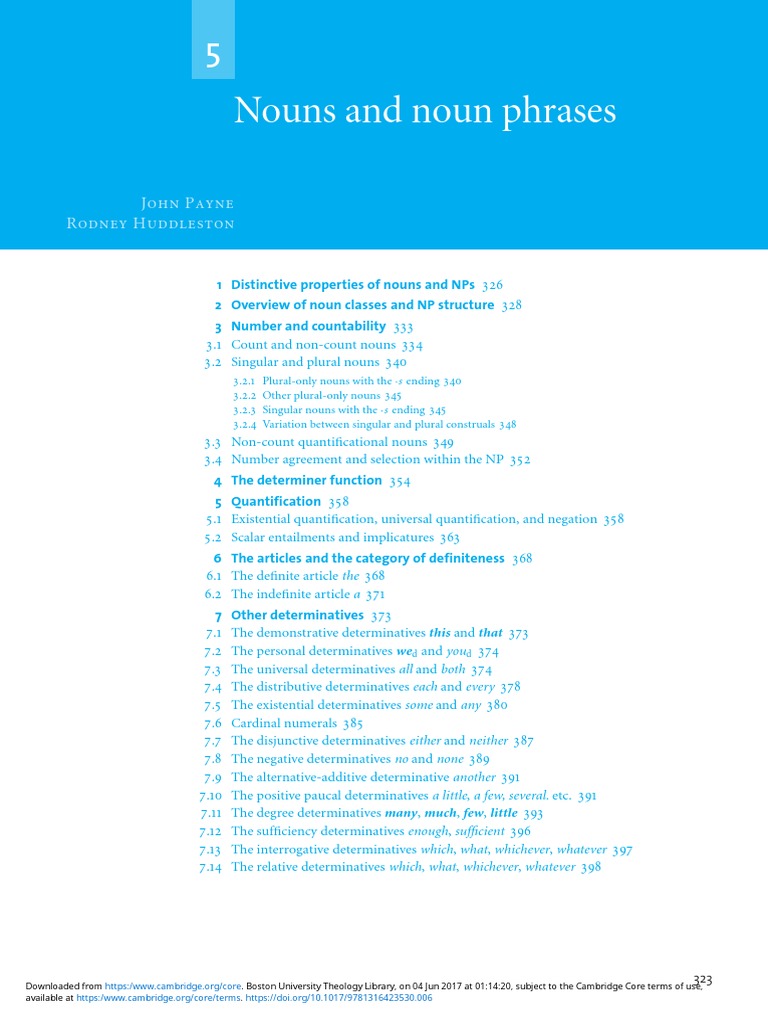 Noun Phrases: Structure and Functions | PDF | Grammatical Number | Noun