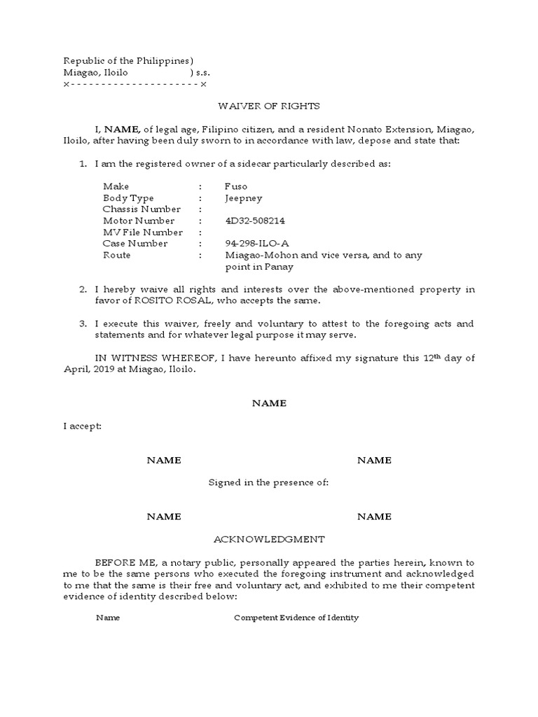 Waiver of Rights - Version 2 | PDF