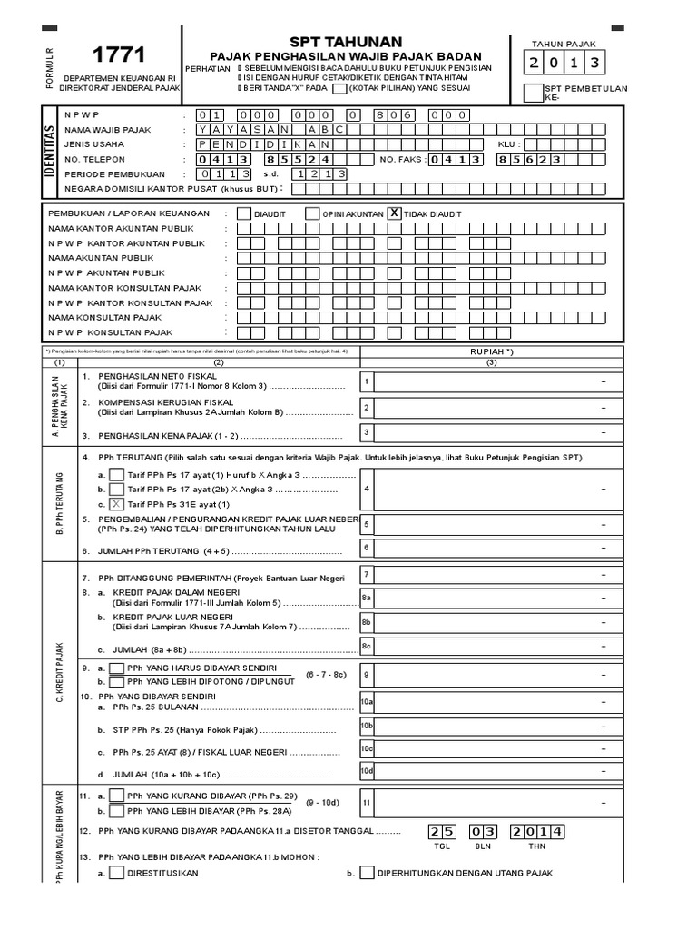 Panduan Pengisian SPT Tahunan Badan | PDF