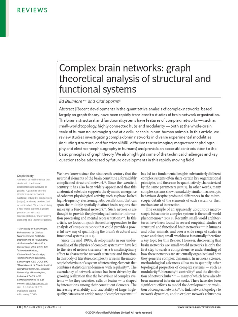 Complex Brain Networks | PDF | Brain | Graph Theory