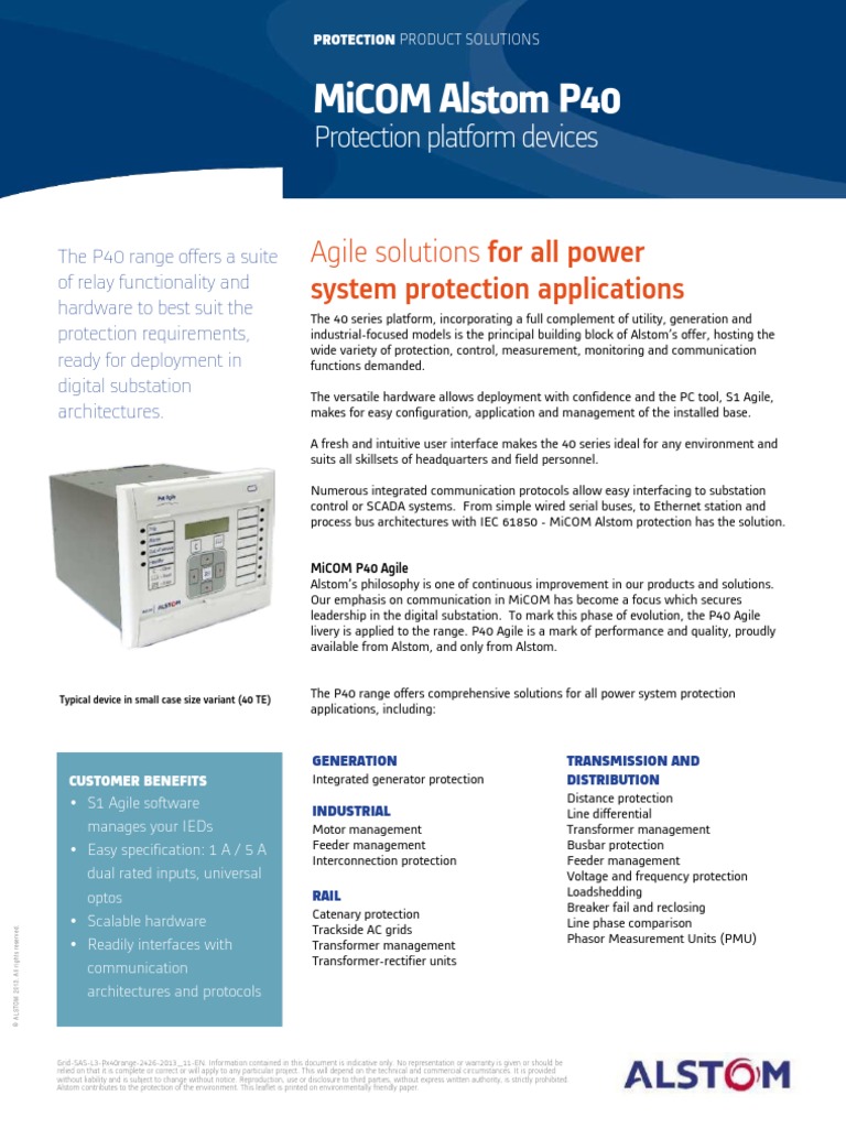 Micom Alstom P40: Protection Platform Devices | Download Free PDF | Electrical Substation ...