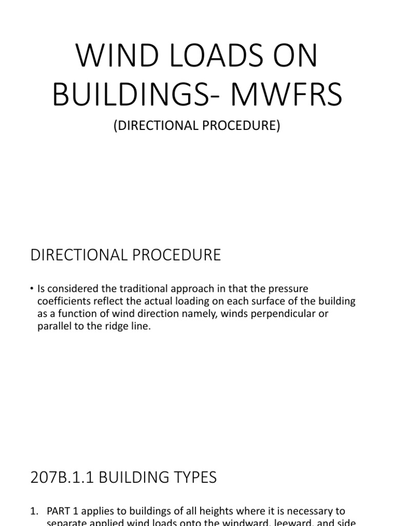 Wind Loads On Buildings-Mwfrs: (Directional Procedure) | PDF