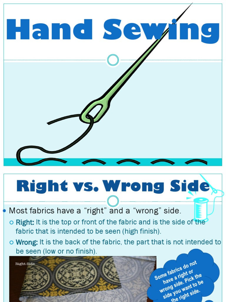 Hand Sewing Stitches PPT With Videos | PDF | Sewing | Surgical Suture