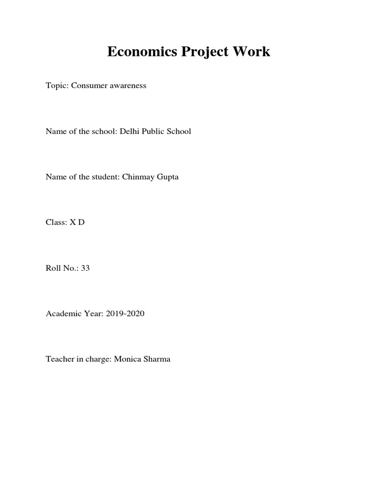 Economics Project Work | PDF | Career & Growth | Business