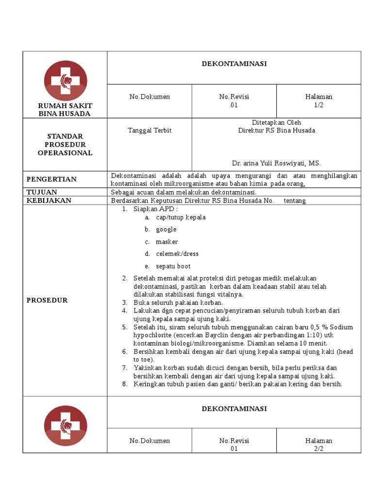 Spo Dekontaminasi Igd RSBH | PDF