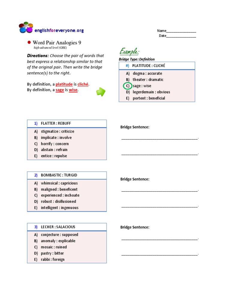 Word Pair Analogies: Exploring Relationships Between Concepts Through ...