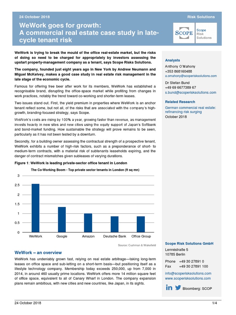 Wework Goes For Growth: A Commercial Real Estate Case Study in Late-Cycle Tenant Risk | PDF ...