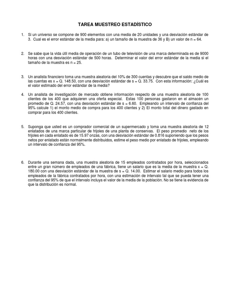 471191636-Tarea Muestreo Estad Stico | PDF