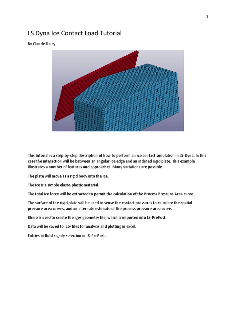 LS-Dyna Ice Contact Simulation Guide | PDF | Rotation | Pressure