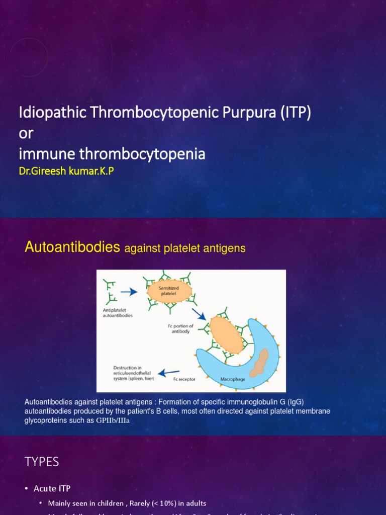 Idiopathic Thrombocytopenic Purpura (ITP) or Immune Thrombocytopenia ...
