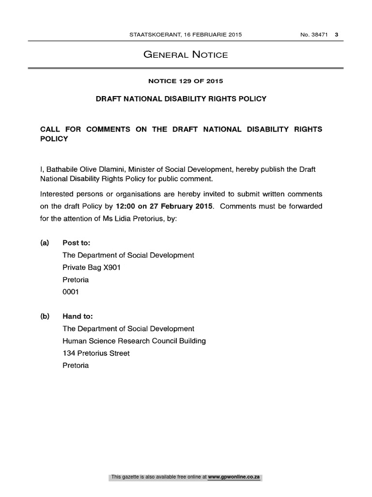 National Disability Rights Policy Draft White Paper | PDF | Disability ...