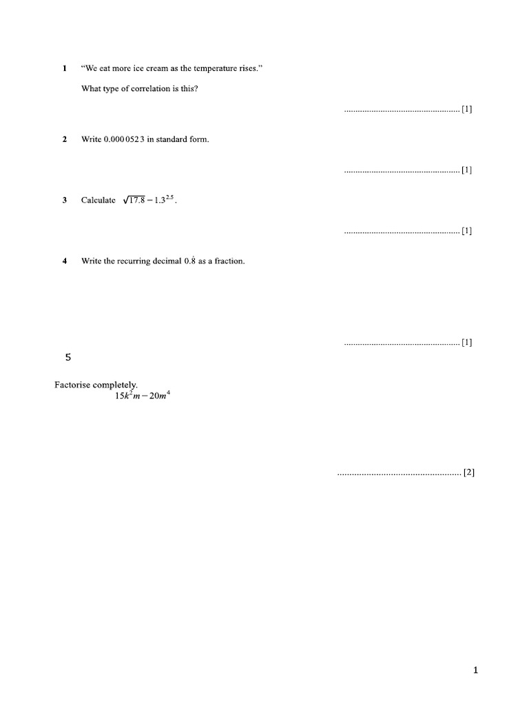 Year 10 Math Send of Year Worksheet 1 | PDF