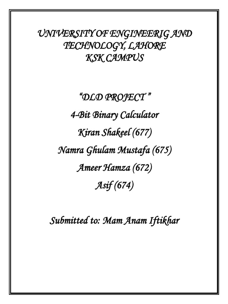 DLD PROJECT (4-Bit Binary Calculator) PDF | PDF | Electronic Circuits ...