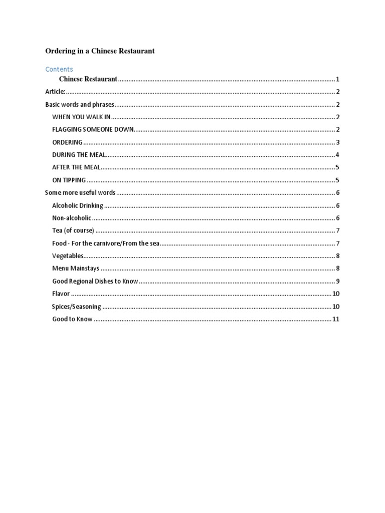 Ordering Food in a Chinese Restaurant | PDF | Tofu | Cuisine
