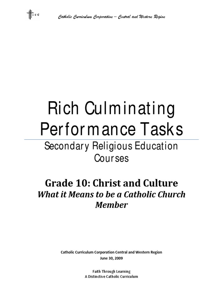 Rich Culminating Performance Tasks: Secondary Religious Education ...