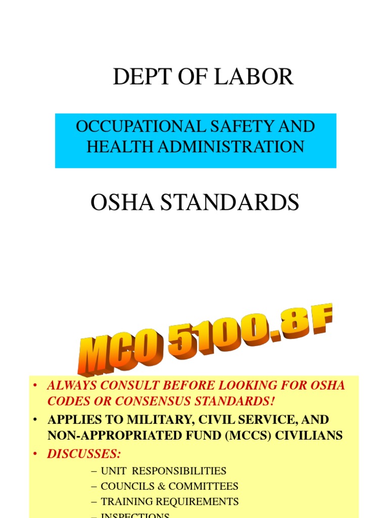 Dept of Labor: Occupational Safety and Health Administration | PDF ...
