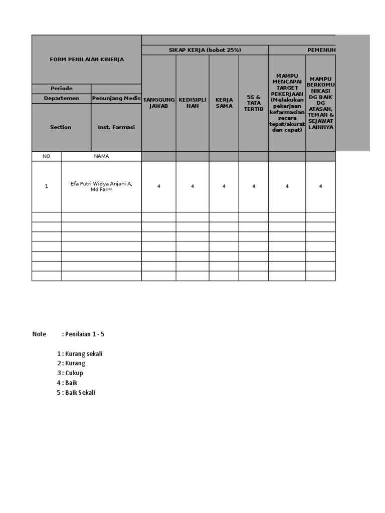 Penilaian Kinerja Penunjang Medis | PDF