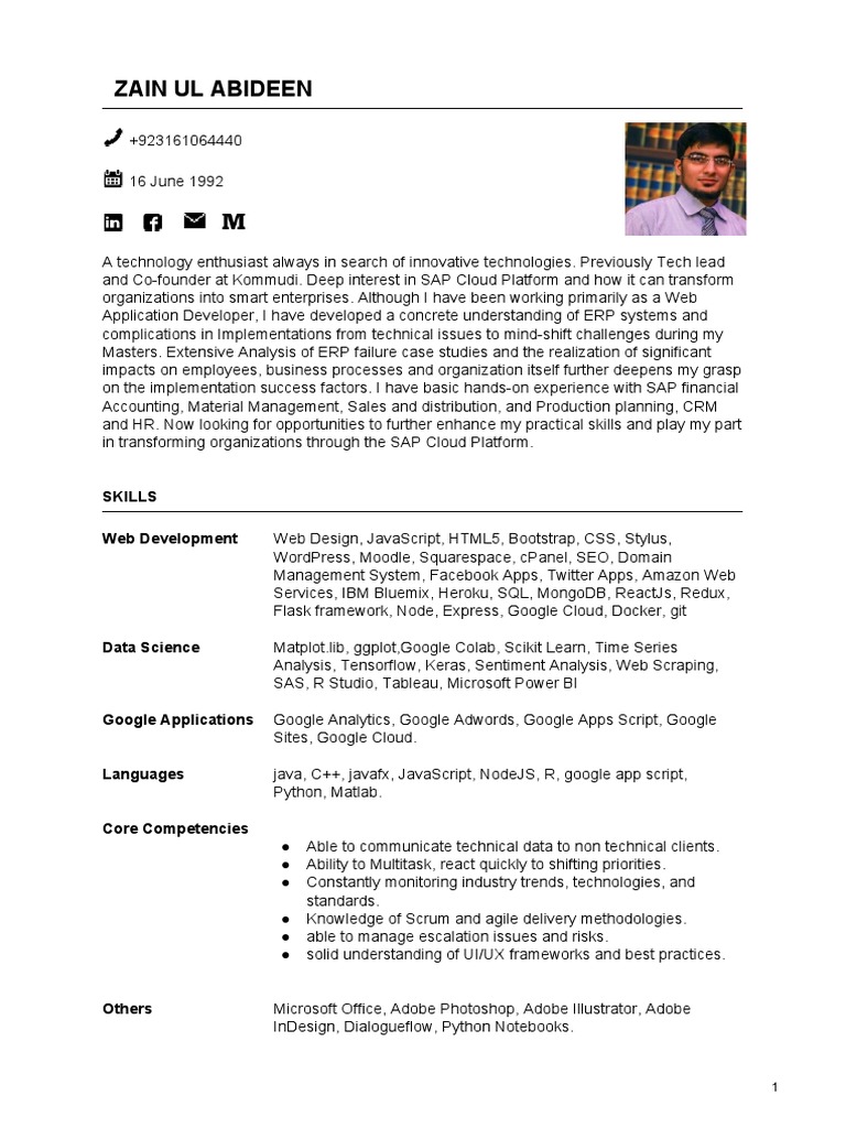 Resume | PDF | Web Application | Sap Se