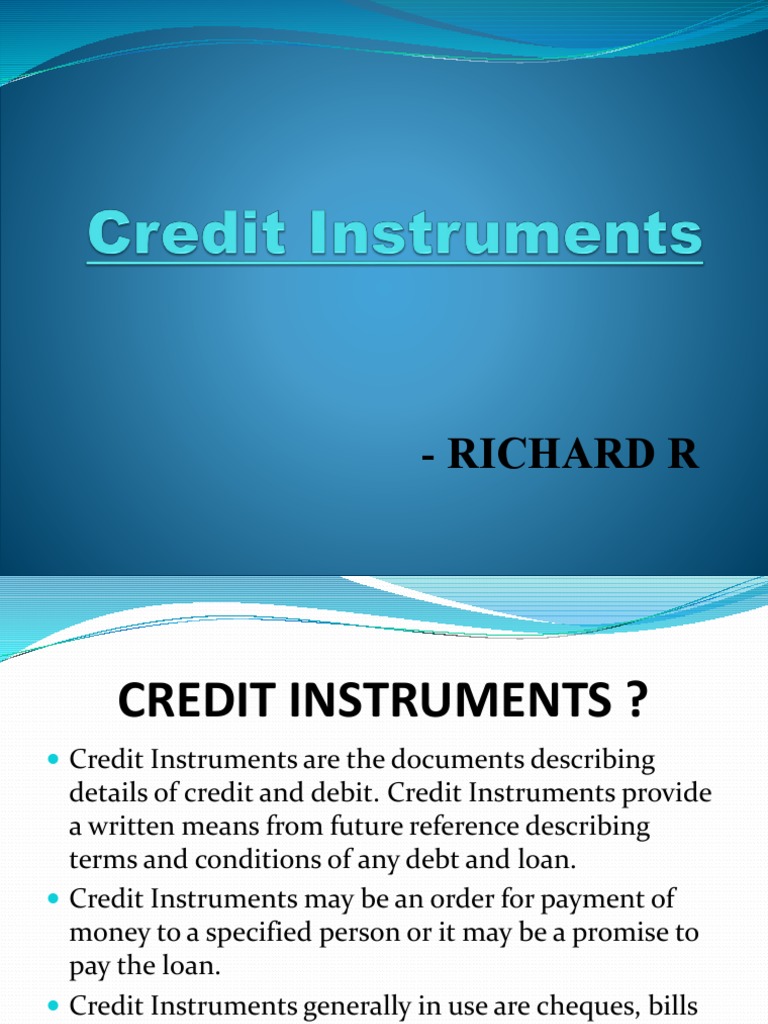 Credit Instruments | PDF | Negotiable Instrument | Promissory Note