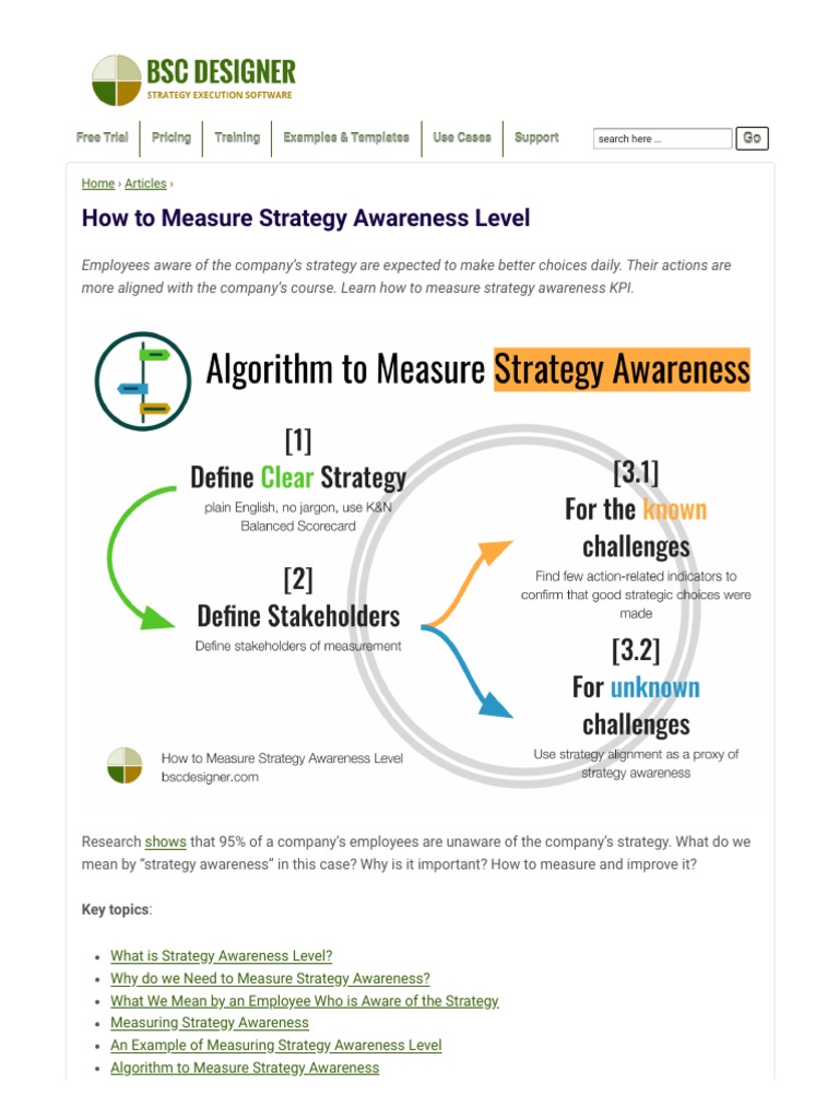 Strategy Awareness Level | PDF | Performance Indicator | Goal