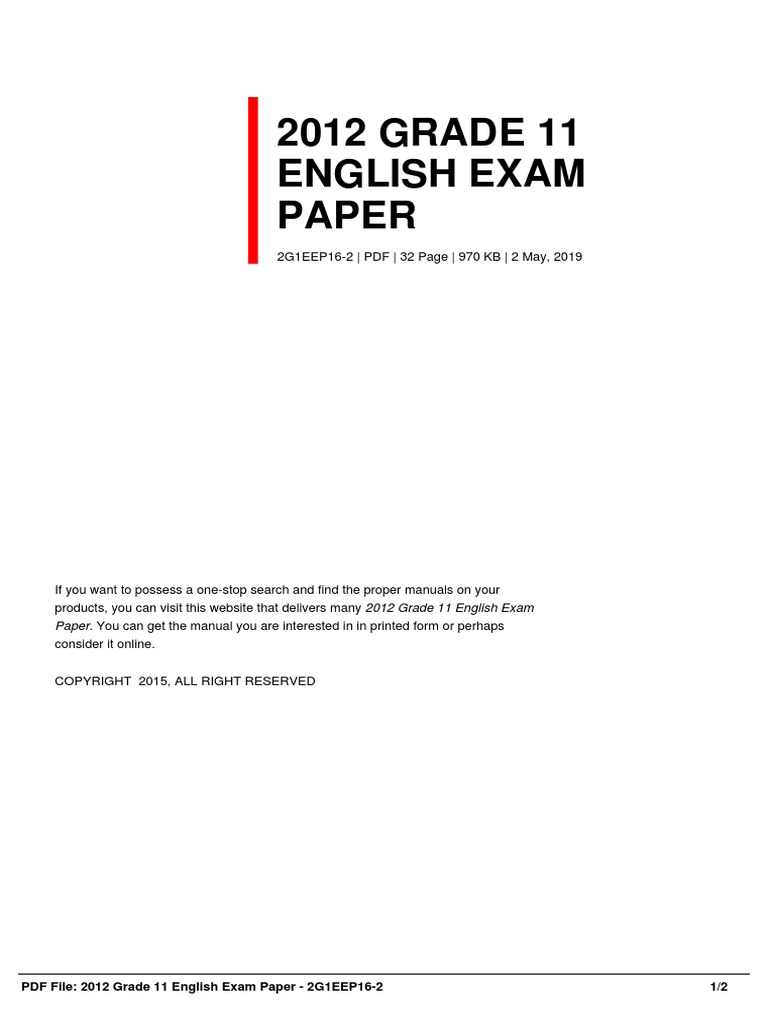 IDff73015d0-2012 Grade 11 English Exam Paper | PDF | Internet | Websites