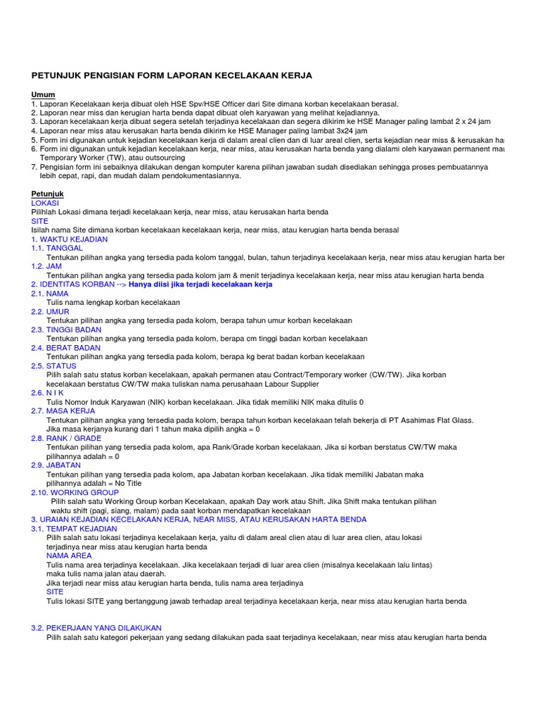 Petunjuk Form Laporan Insiden CV. AMS | PDF