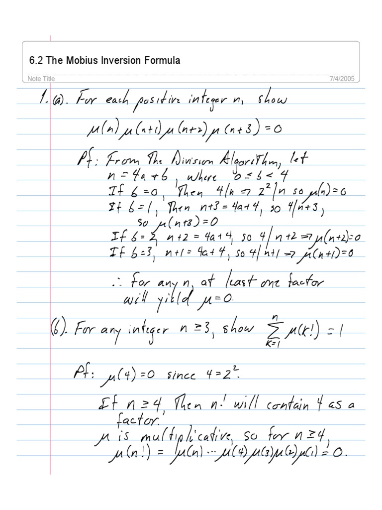 06-2 The Mobius Inversion Formula PDF | PDF