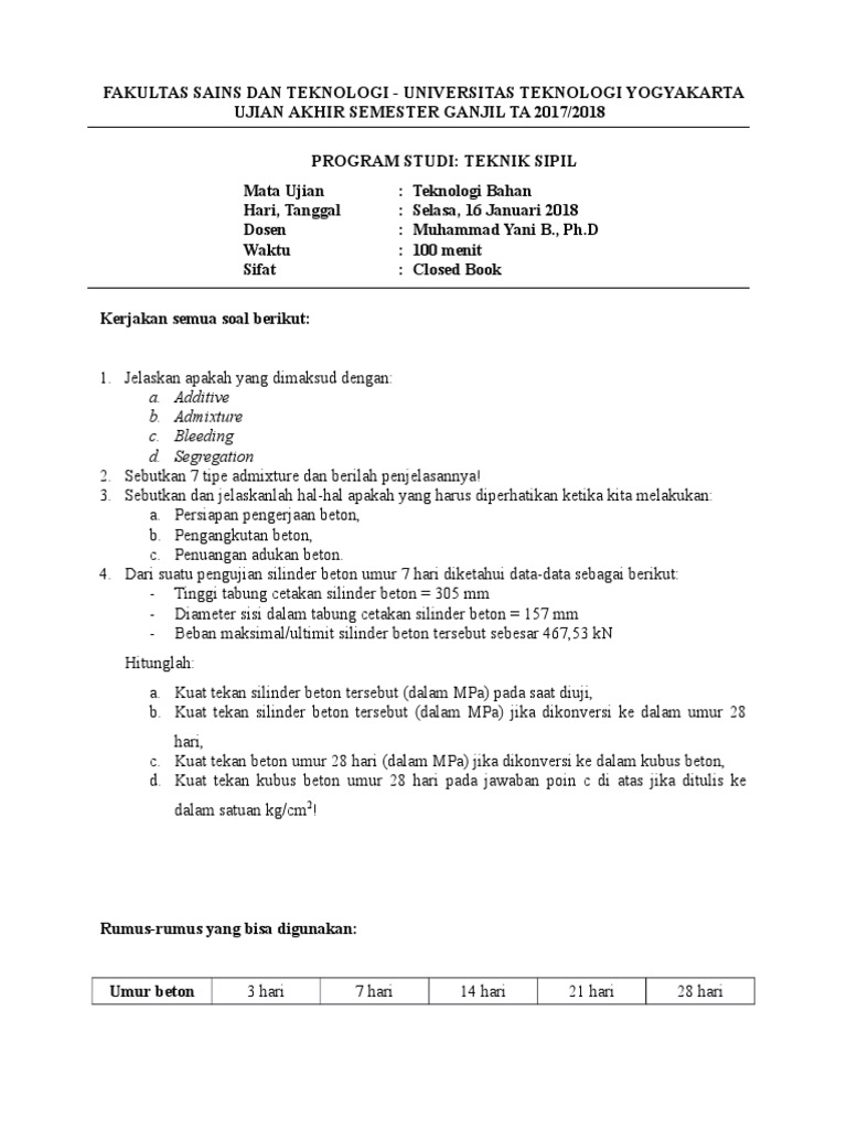Soal UAS Teknologi Bahan - Muhammad Yani | PDF