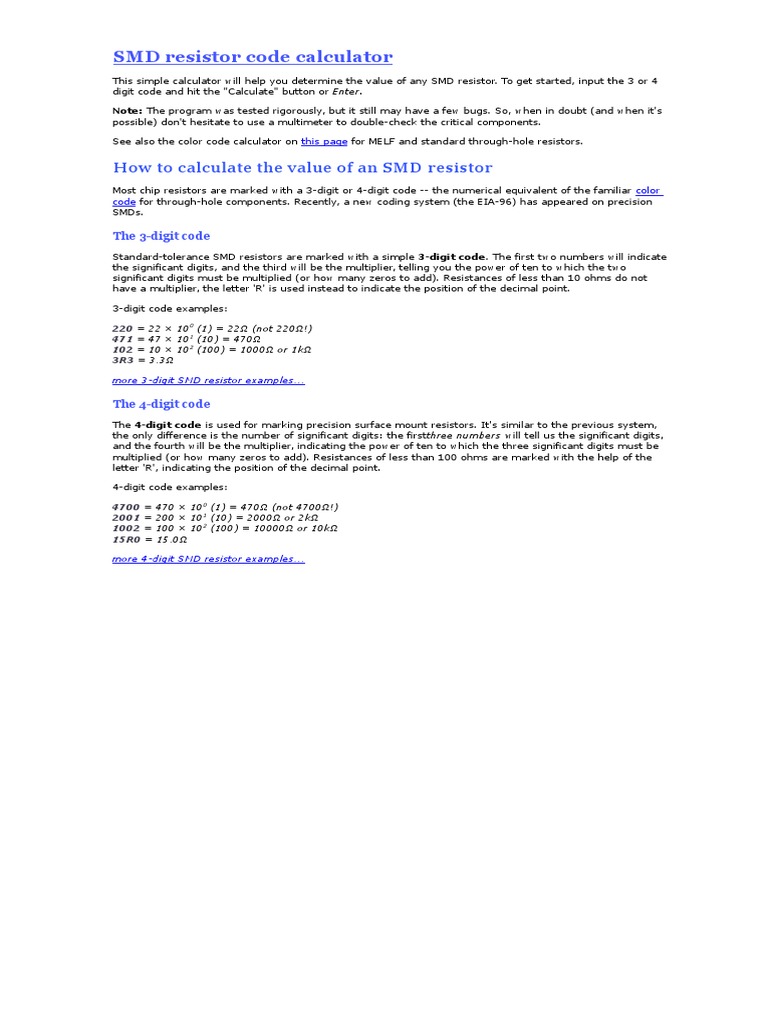 Tabelas Com Códigos de Resisistores SMD PDF | PDF | Resistor | Engineering Tolerance
