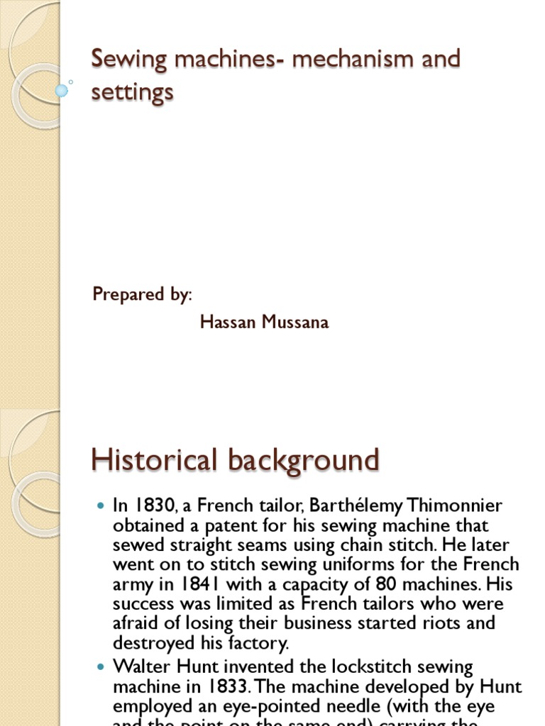 Sewing Machines - Mechanism and Settings | PDF | Sewing Machine | Sewing
