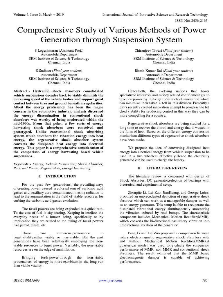 Comprehensive Study of Various Methods of Power Generation Through ...