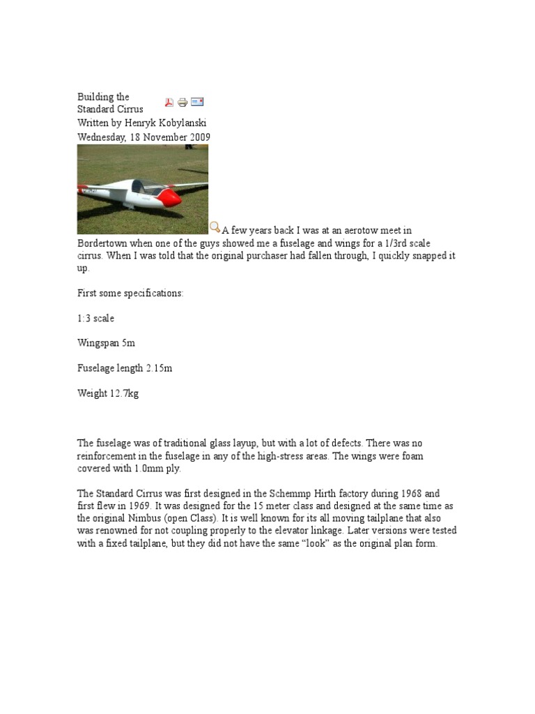 Building The Standard Cirrus | PDF | Glider (Sailplane) | Aircraft