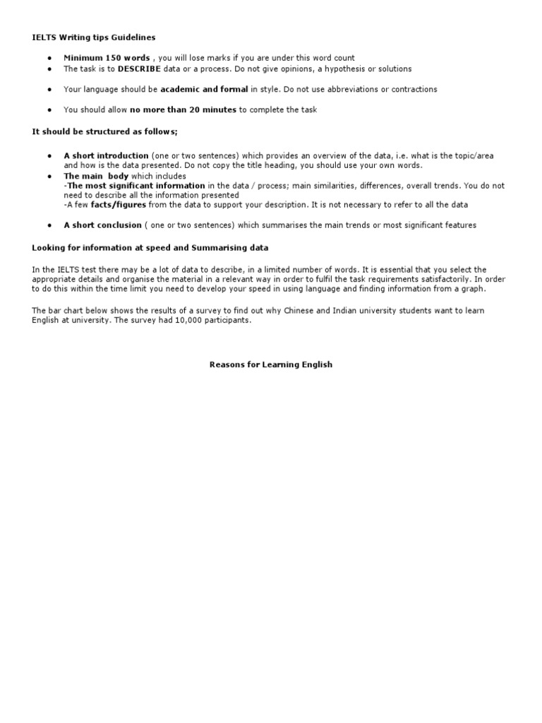 IELTS Writing Tips Guidelines | PDF | International English Language ...
