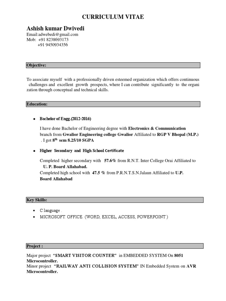 Ashish CV | PDF | Computing | Information And Communications Technology
