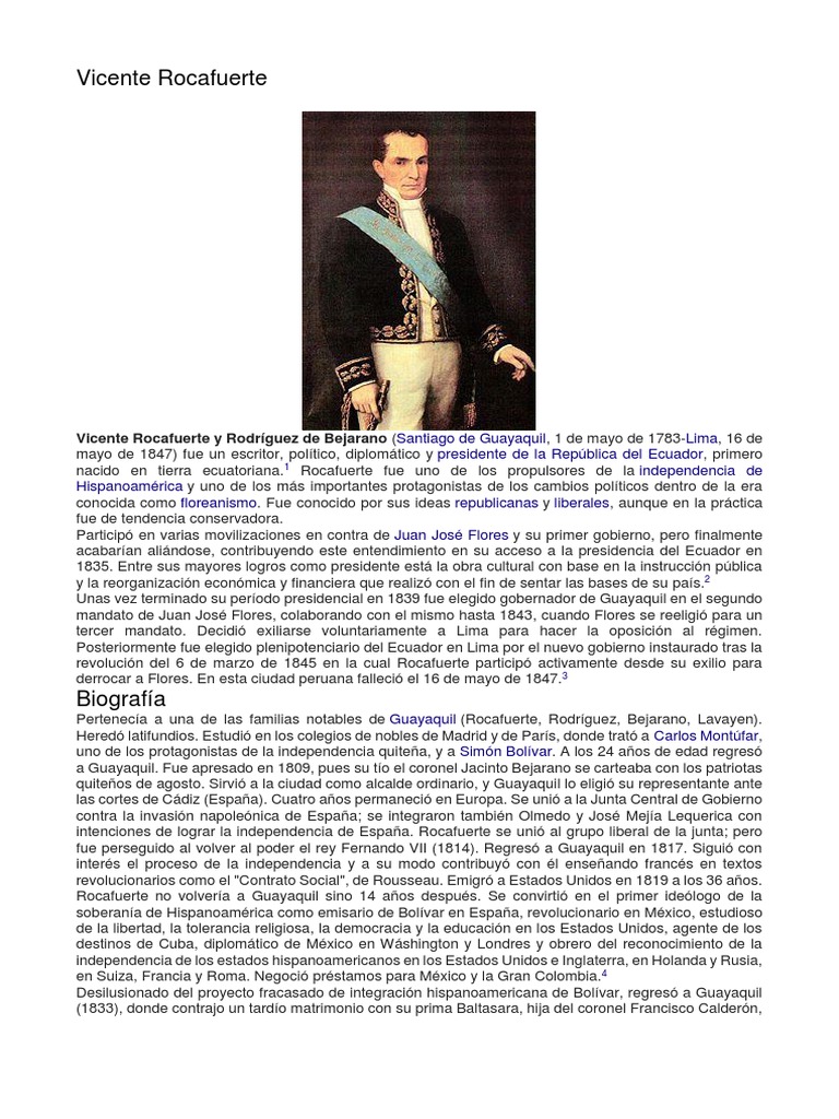 Biografía Vicente Rocafuerte | PDF | Gobierno