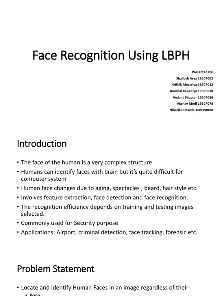 Face Recognition Using LBPH | PDF | Futurology | Statistical Classification