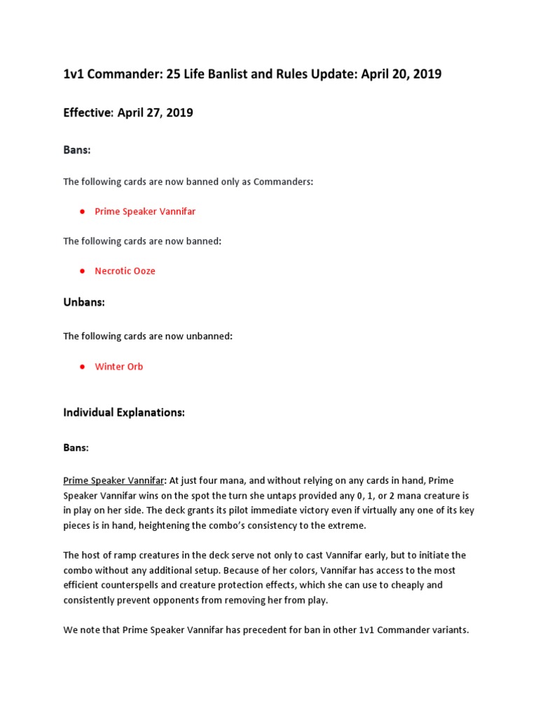 Commander Rules 25 | PDF | Leisure