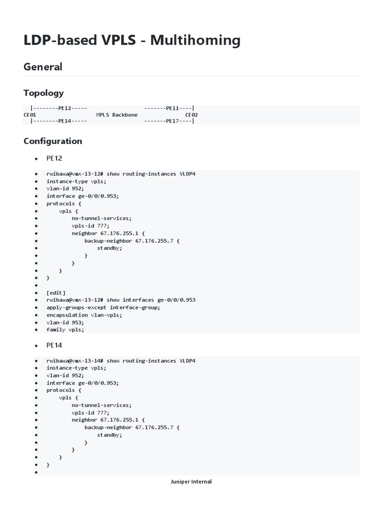 LDP VPLS Multihoming | PDF | Network Protocols | Internet Standards