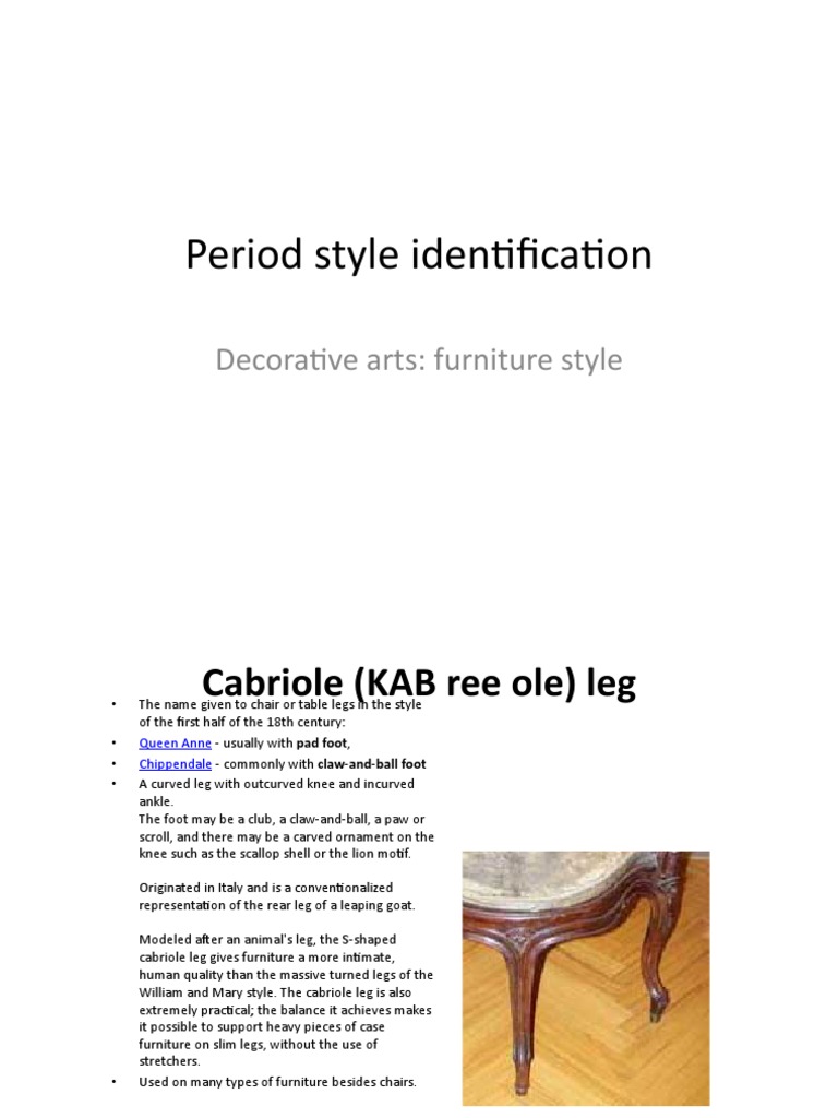 Period Style Identification | PDF | Decorative Arts | Furniture