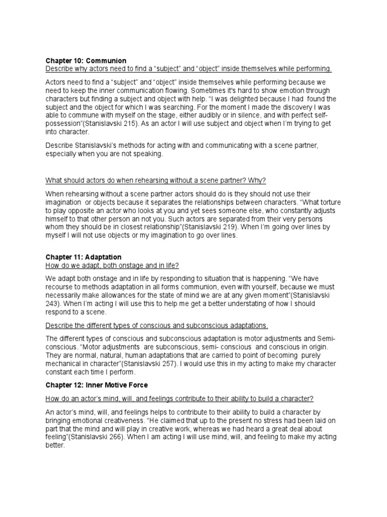 An Actor Prepares 10-12 | PDF | Mind | Emotions