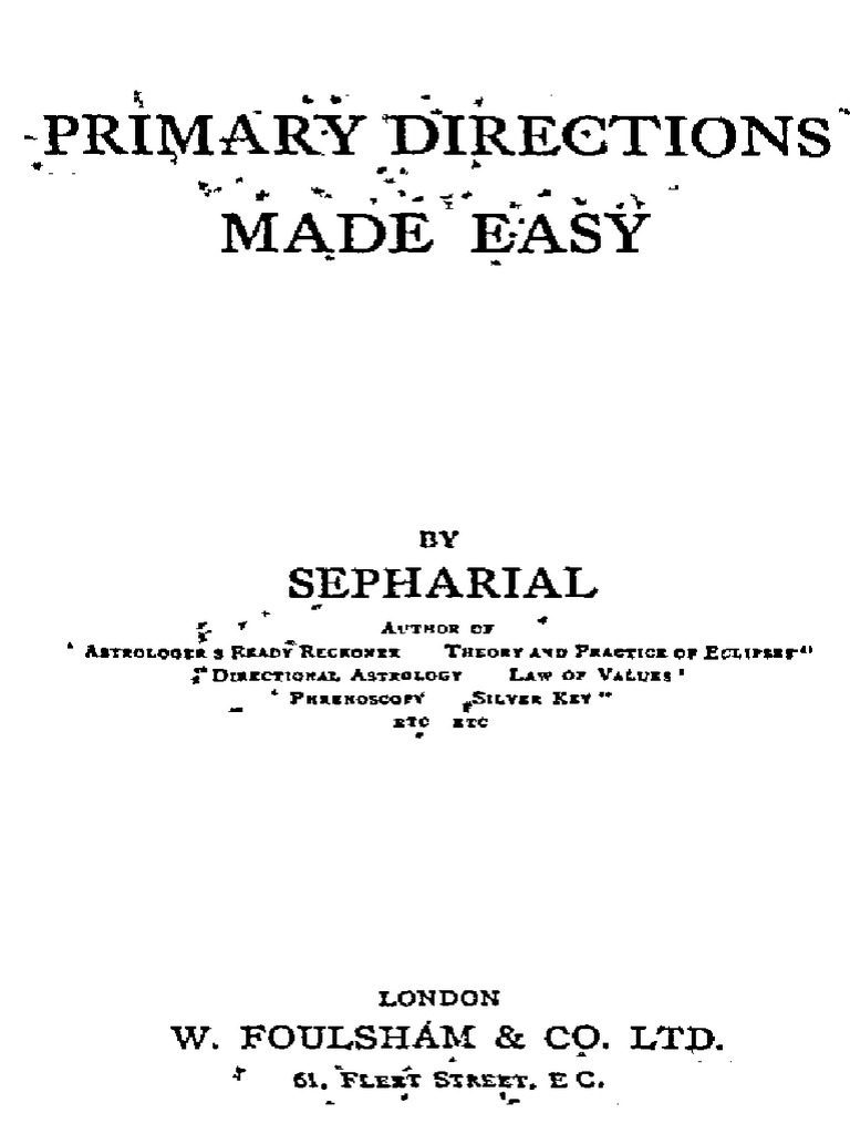 Primary Directions Made Easy - Sepharial | PDF