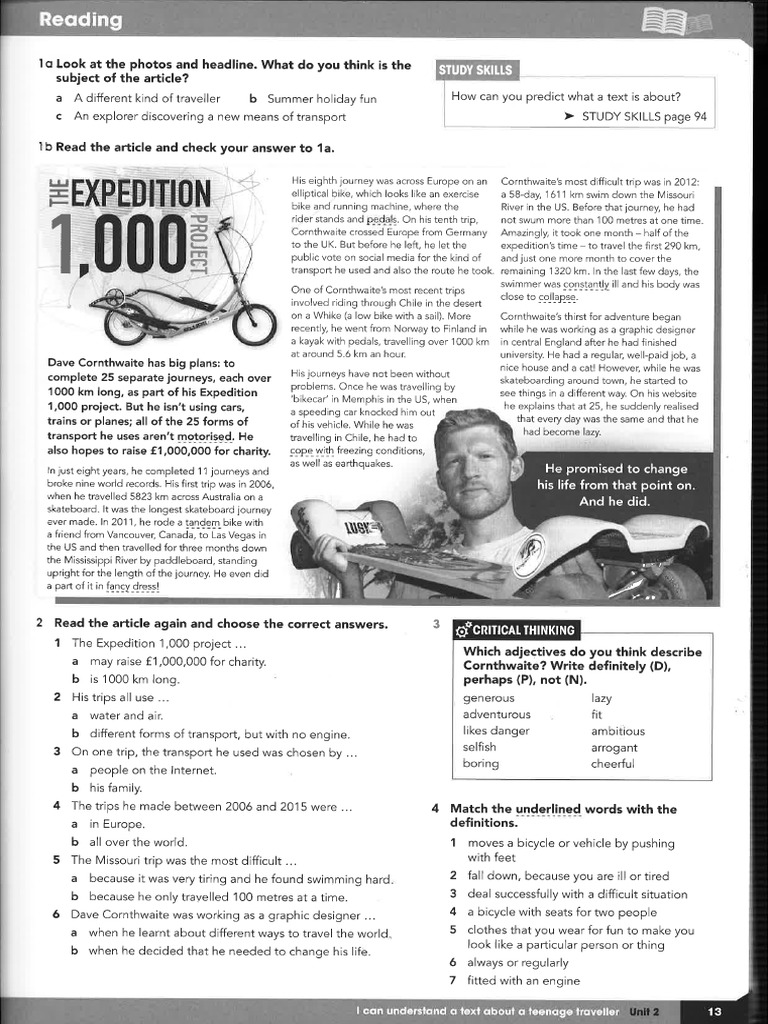 Workbook Unit 2 Gateway b2 Reading | PDF